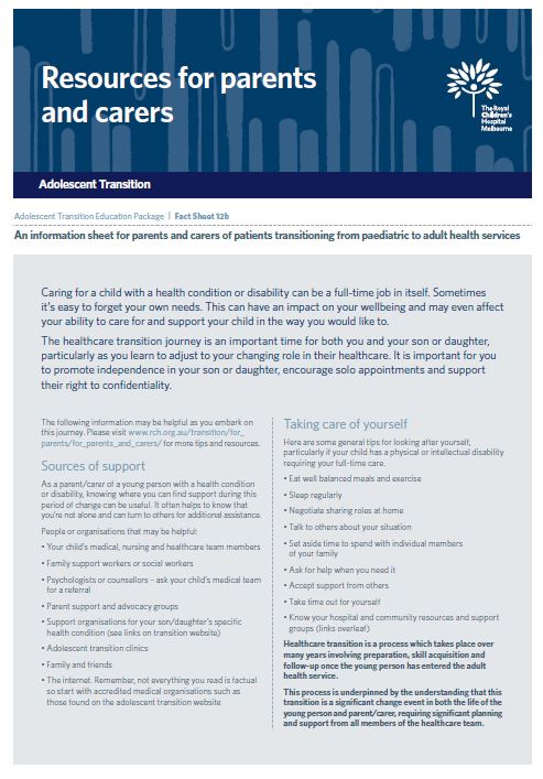 Transition Support Service : Transition resources